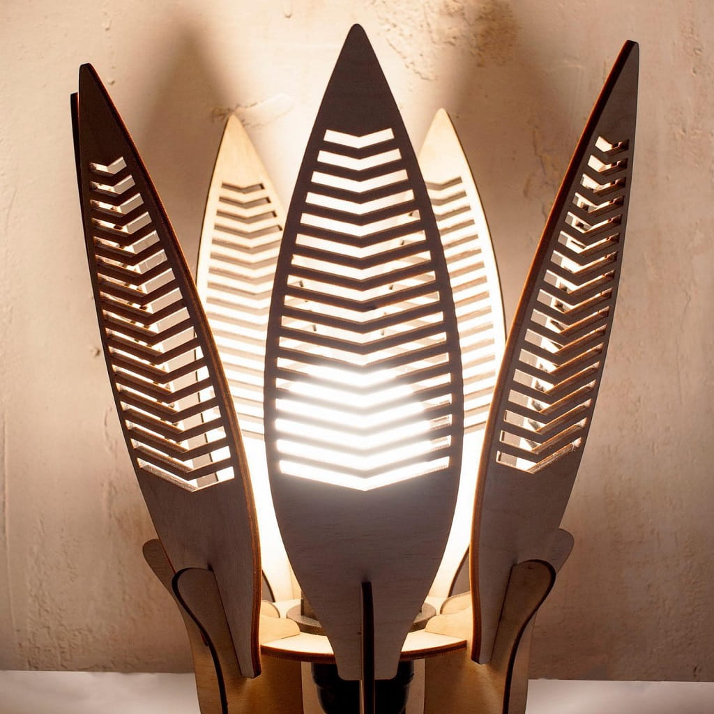 Laser Cut Wooden Flower Lamp CDR File Free Download | Vecty