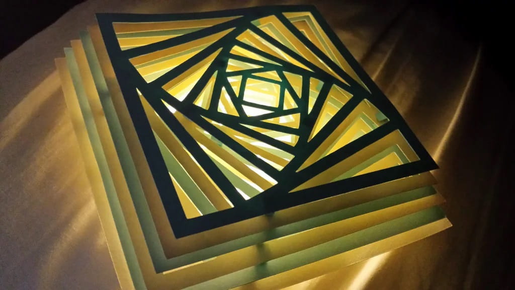 Laser Cut Layered Sculpture Square Lamp AI CDR PDF File Free Download ...