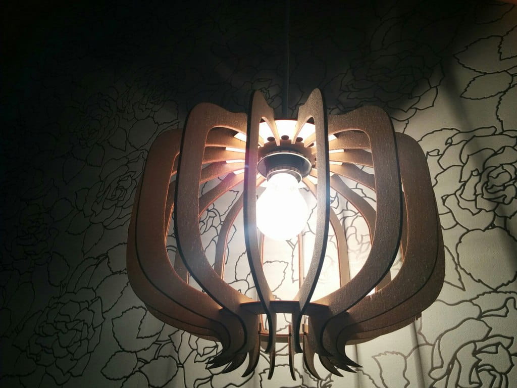 Laser Cut Pomegranate Shape Wooden Hanging Lamp AI File Free Download ...