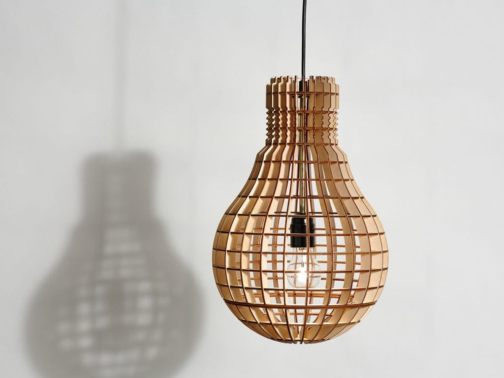 Laser Cut Wooden Bulb Lamp Shade CDR DXF File Free Download | Vecty