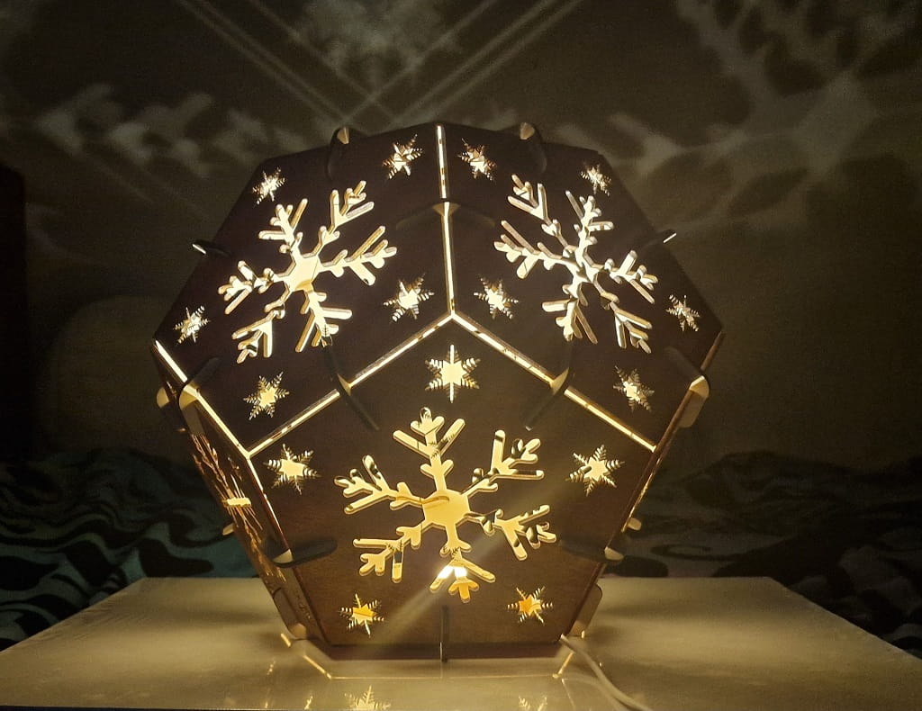Laser Cut Wooden 3D Puzzle Night Light Shadow Lamp with Snowflake ...