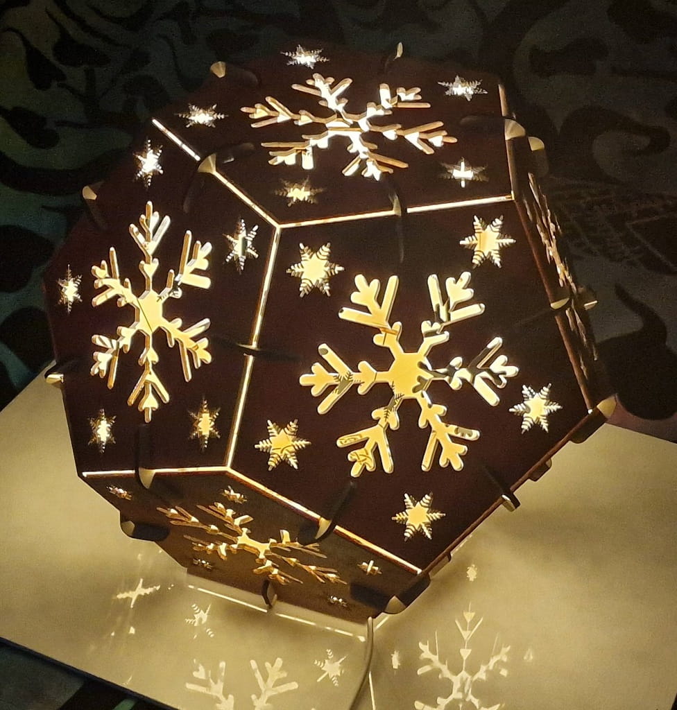 Laser Cut Wooden 3D Puzzle Night Light Shadow Lamp with Snowflake ...