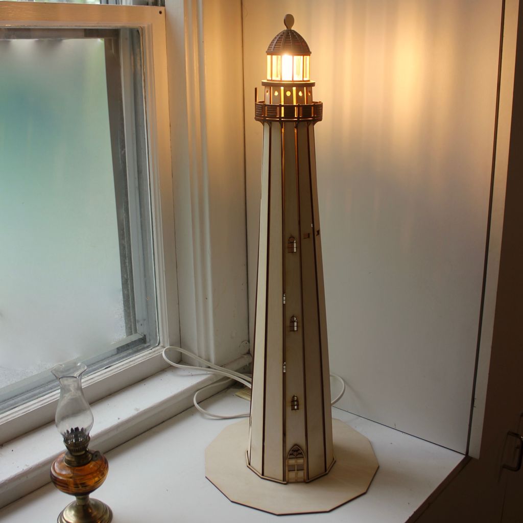 Laser Cut Wooden Lighthouse Lamp CDR File Free Download | Vecty