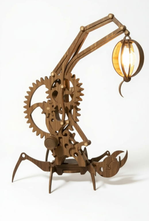 Laser Cut Mechanical Scorpion Wooden Lamp CDR File Free Download | Vecty