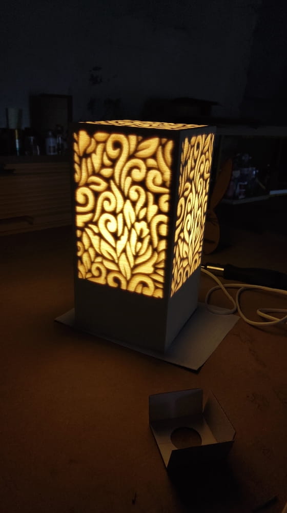 Laser Cut Decorative Night Light Lamp with Floral Swirl Pattern CDR ...