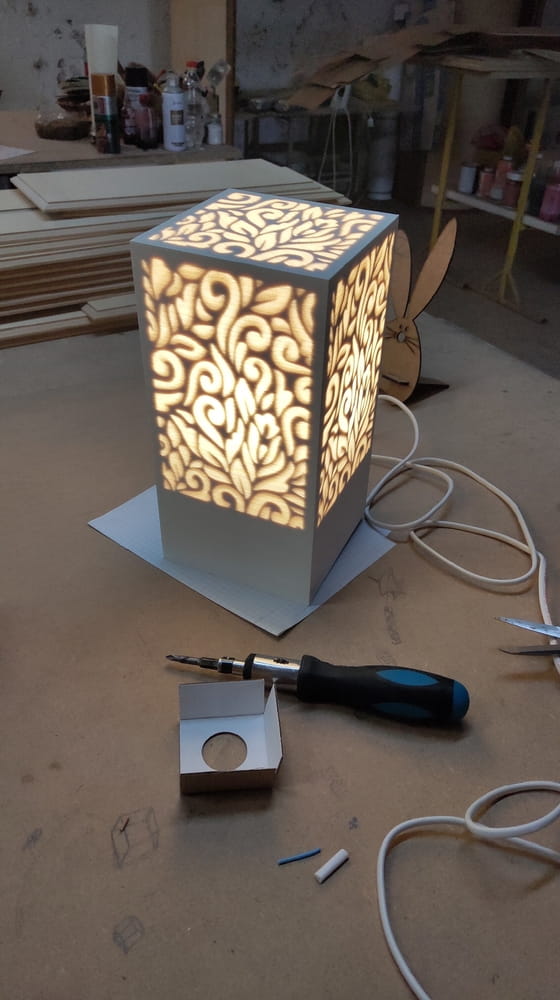 Laser Cut Decorative Night Light Lamp with Floral Swirl Pattern CDR ...