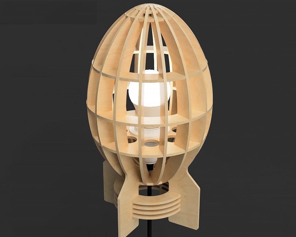 Laser Cut Wooden Rocket Shaped Table Lamp AI File Free Download | Vecty