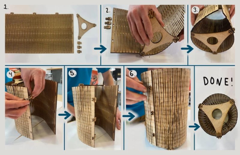 Laser Cut Living Hinge Hanging Lamp AI DXF PDF File Free Download | Vecty