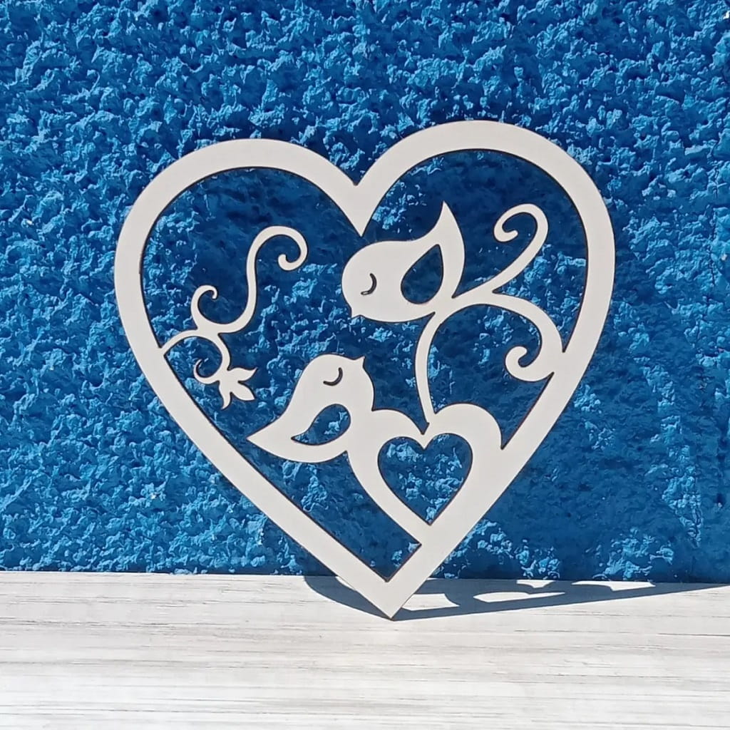 Laser Cut Wooden Love Birds Heart Decoration CDR SVG File Free Download ...