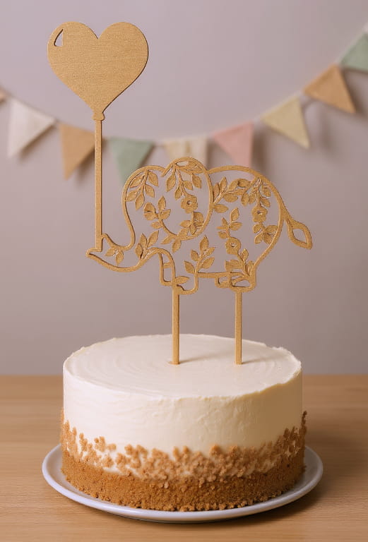 Laser Cut Elephant Holding Heart Balloon Cake Topper CDR SVG File Free ...