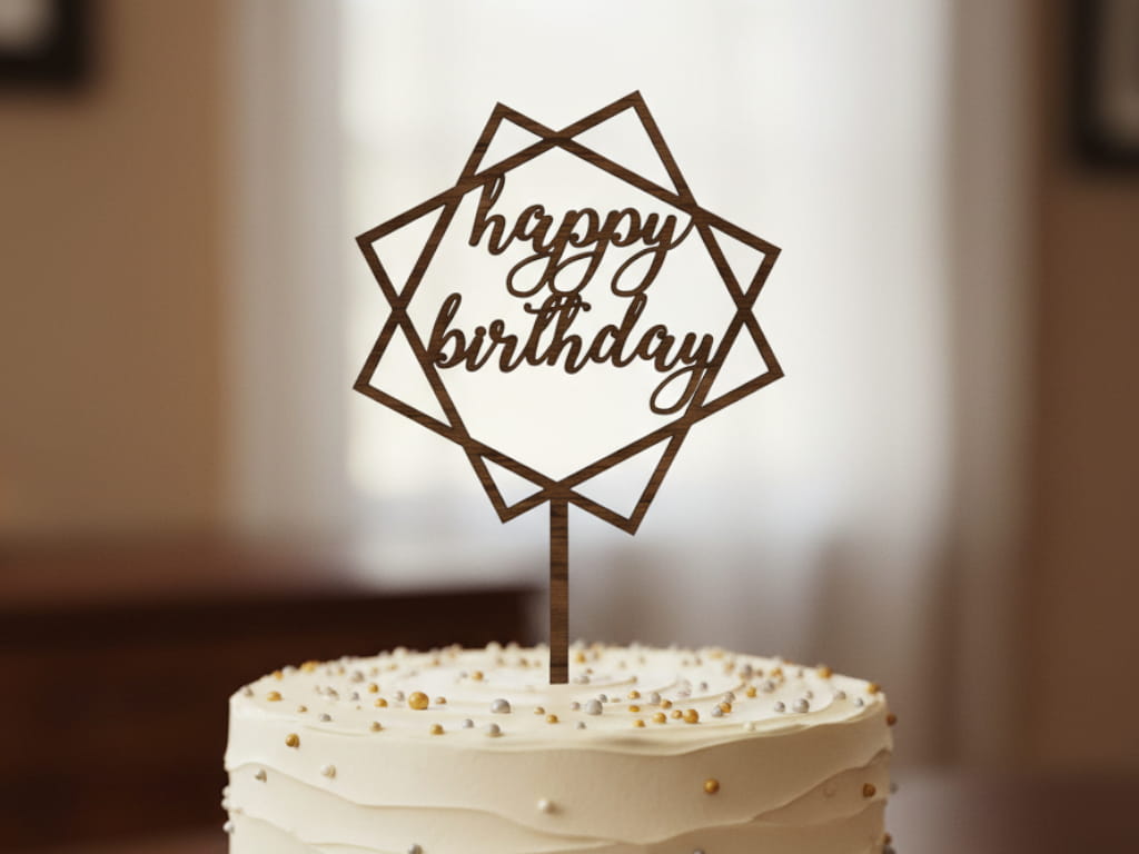 Laser Cut Happy Birthday Cake Topper CDR SVG File Free Download | Vecty
