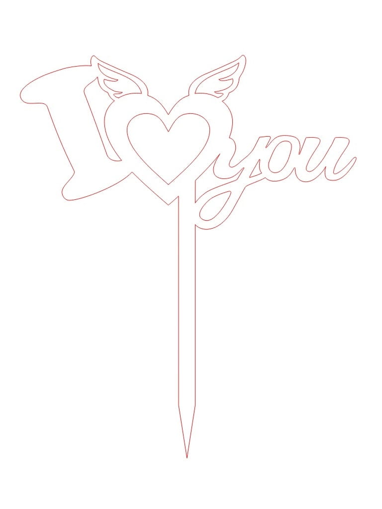 Laser Cut Love Heart with Wings Cake Topper CDR SVG File Free Download ...