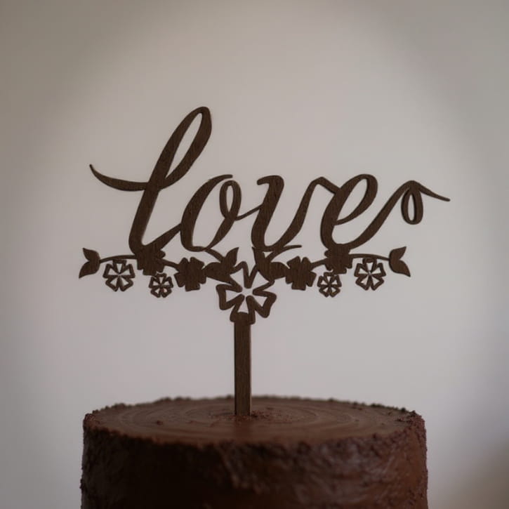 Laser Cut Floral Love Cake Topper CDR SVG File Free Download | Vecty