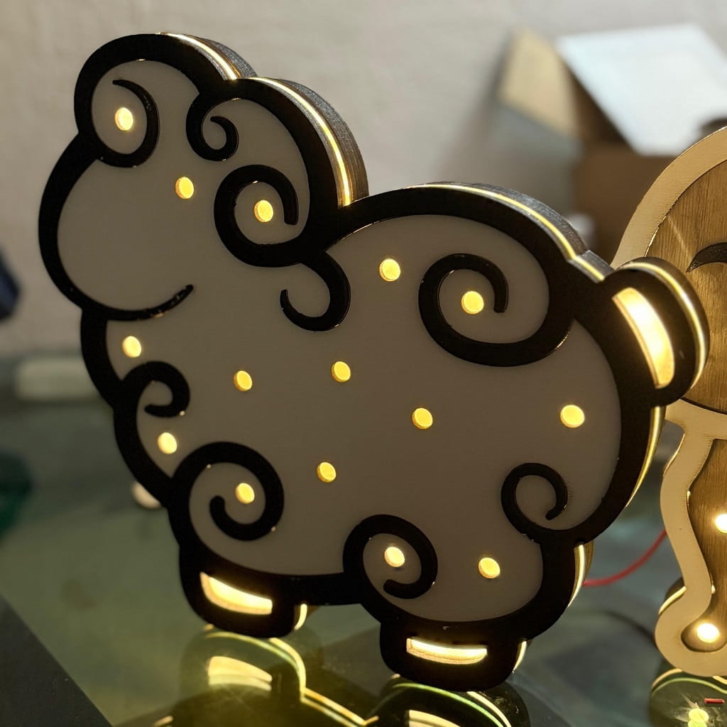 Laser Cut Sheep LED Night Light Lamp CDR File Free Download | Vecty
