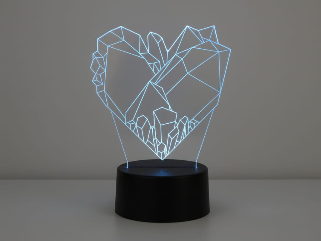 Laser Engraved 3D Crystal Heart LED Lamp CDR DXF File Free Download | Vecty