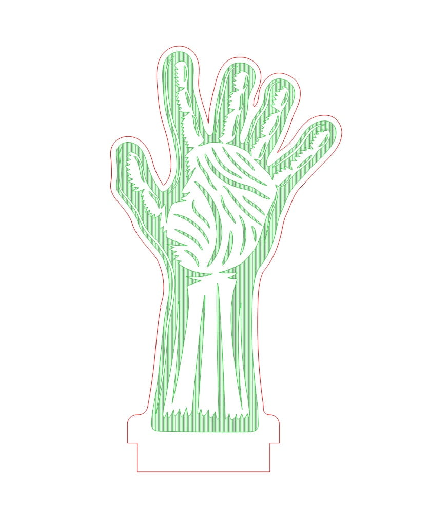 Laser Engraved Zombie Hand 3D Illusion LED Night Light SVG File Free ...