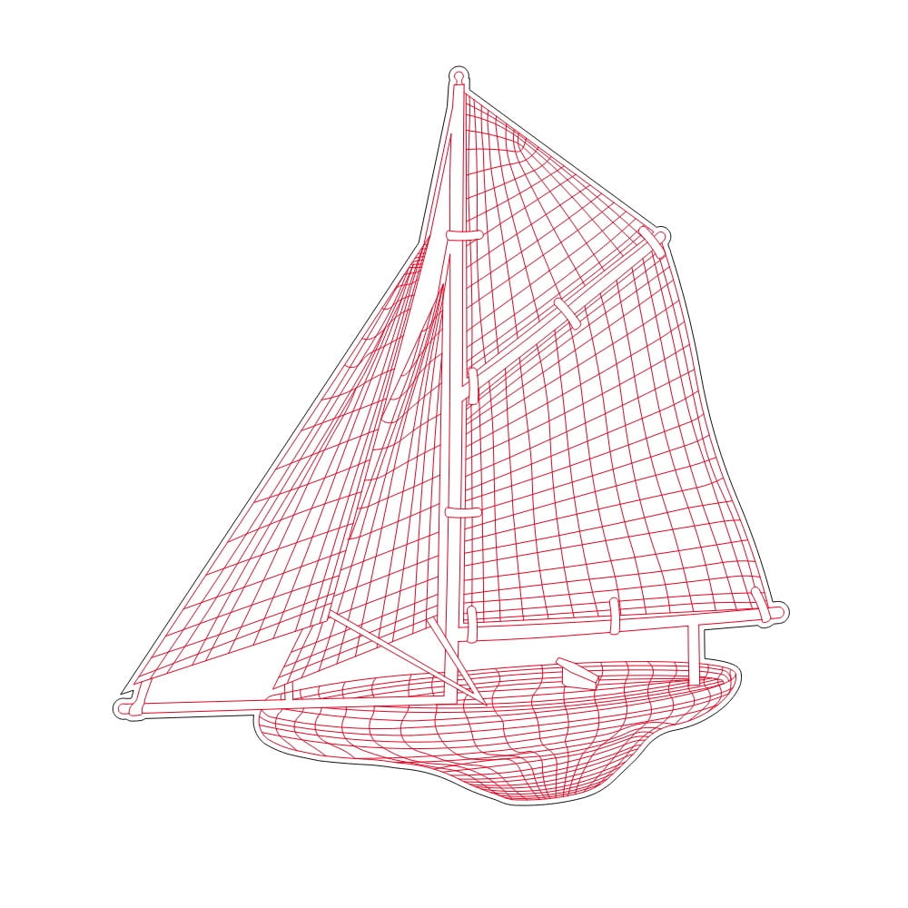 Laser Engraved Sailing Boat 3D Optical Illusion Lamp CDR File Free ...