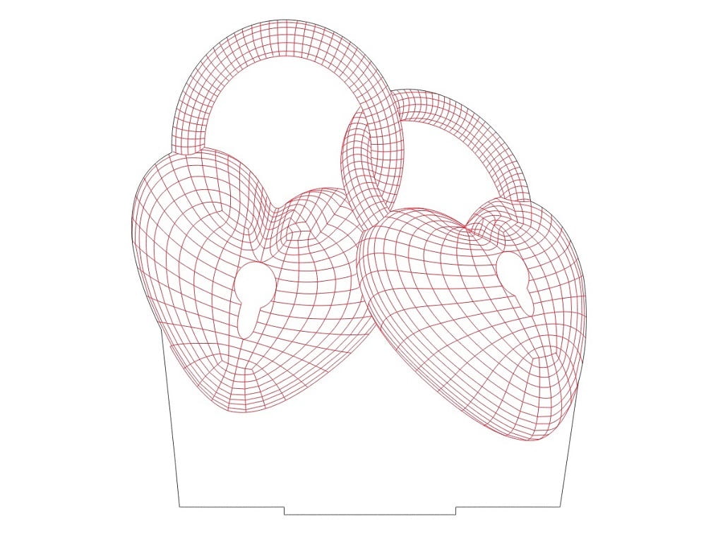 Laser Engraved Locked Hearts Acrylic 3D Illusion Night Lamp CDR DXF SVG ...