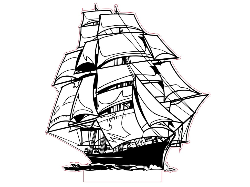 Laser Engraved Sailing Ship Acrylic Night Light CDR File Free Download ...