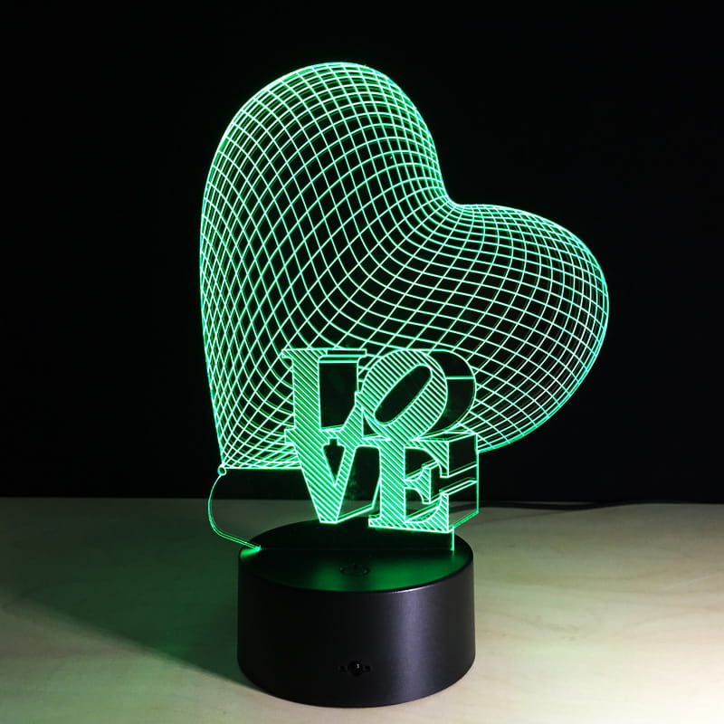 Laser Engraved Romantic Heart 3D Illusion Night Light CDR File Free ...