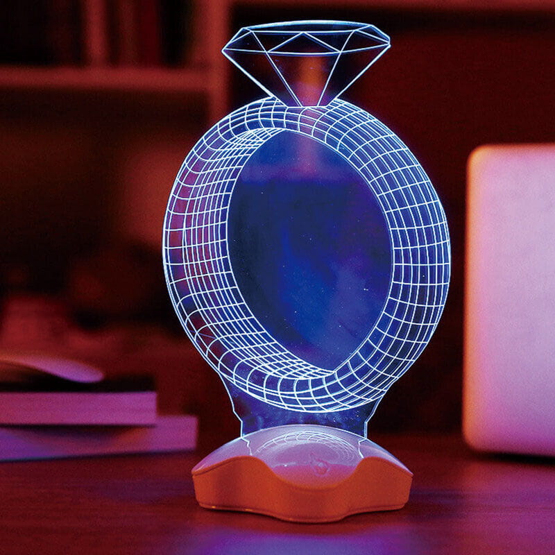 Laser Engraved Diamond Ring 3D Illusion LED Lamp CDR File Free Download ...
