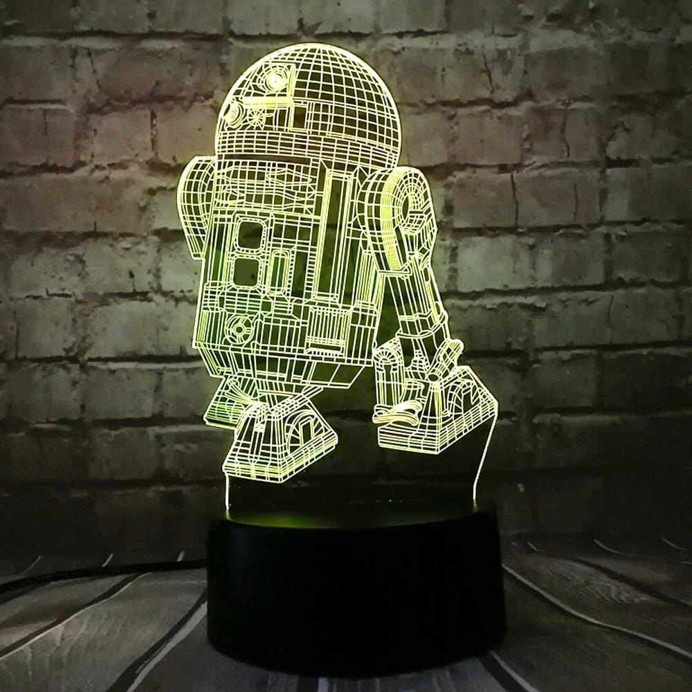 Laser Engraved Star Wars R2 D2 3D Illusion Night Light Lamp CDR File ...