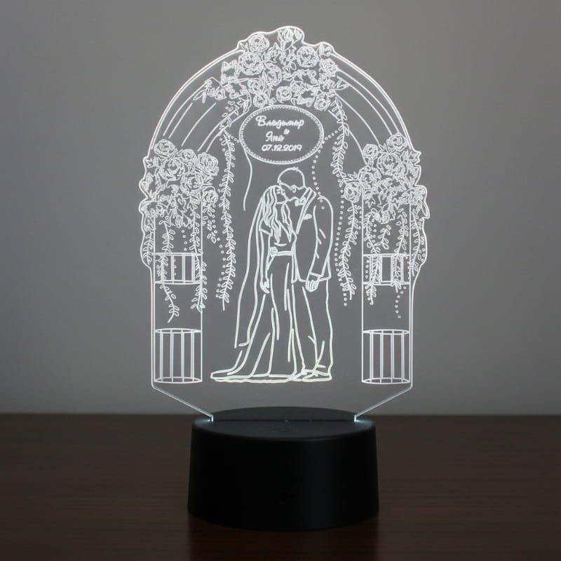 Laser Engraved Wedding Couple 3D Illusion LED Night Lamp DXF File Free ...