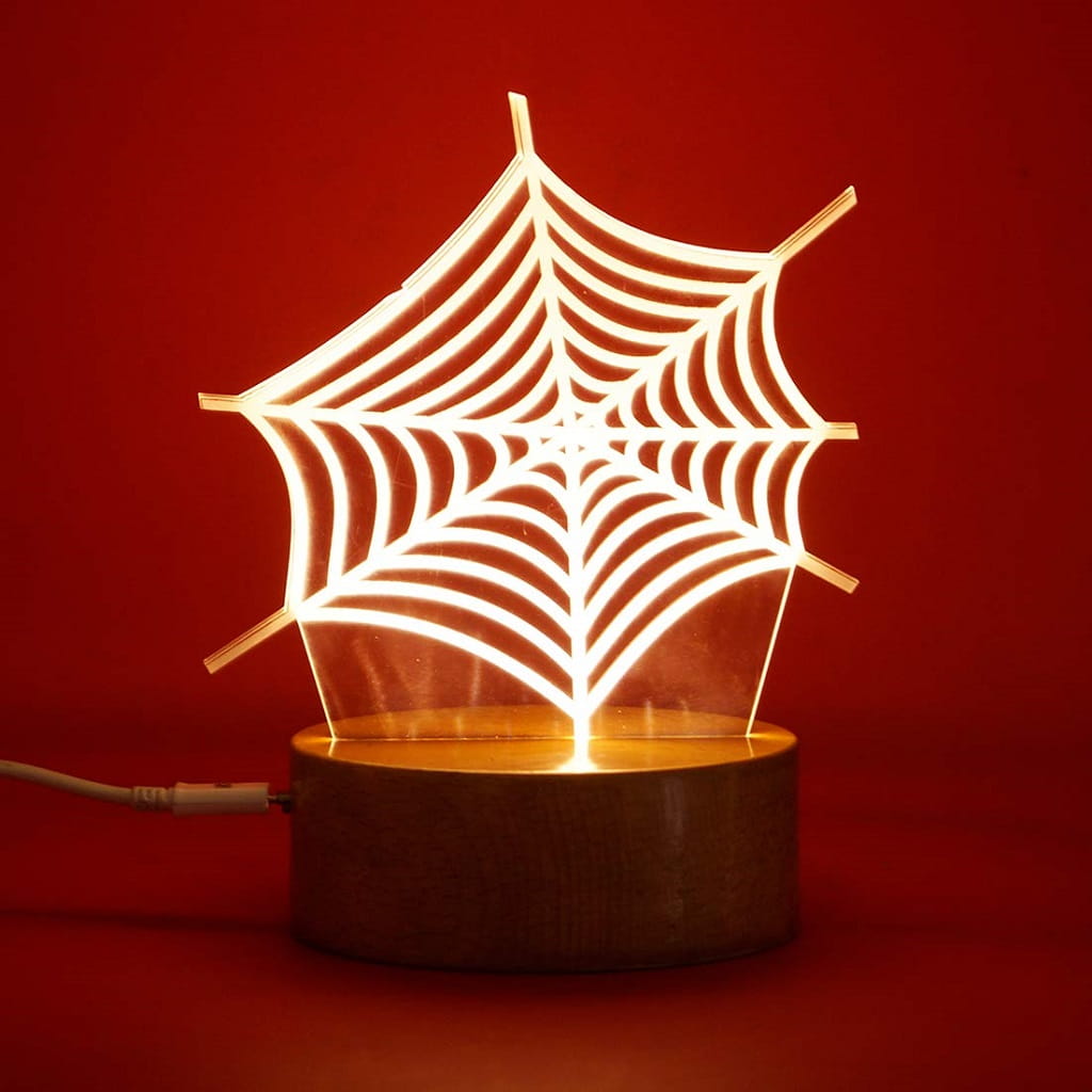 Laser Engraved Spiderweb Acrylic Night Light CDR File Free Download | Vecty