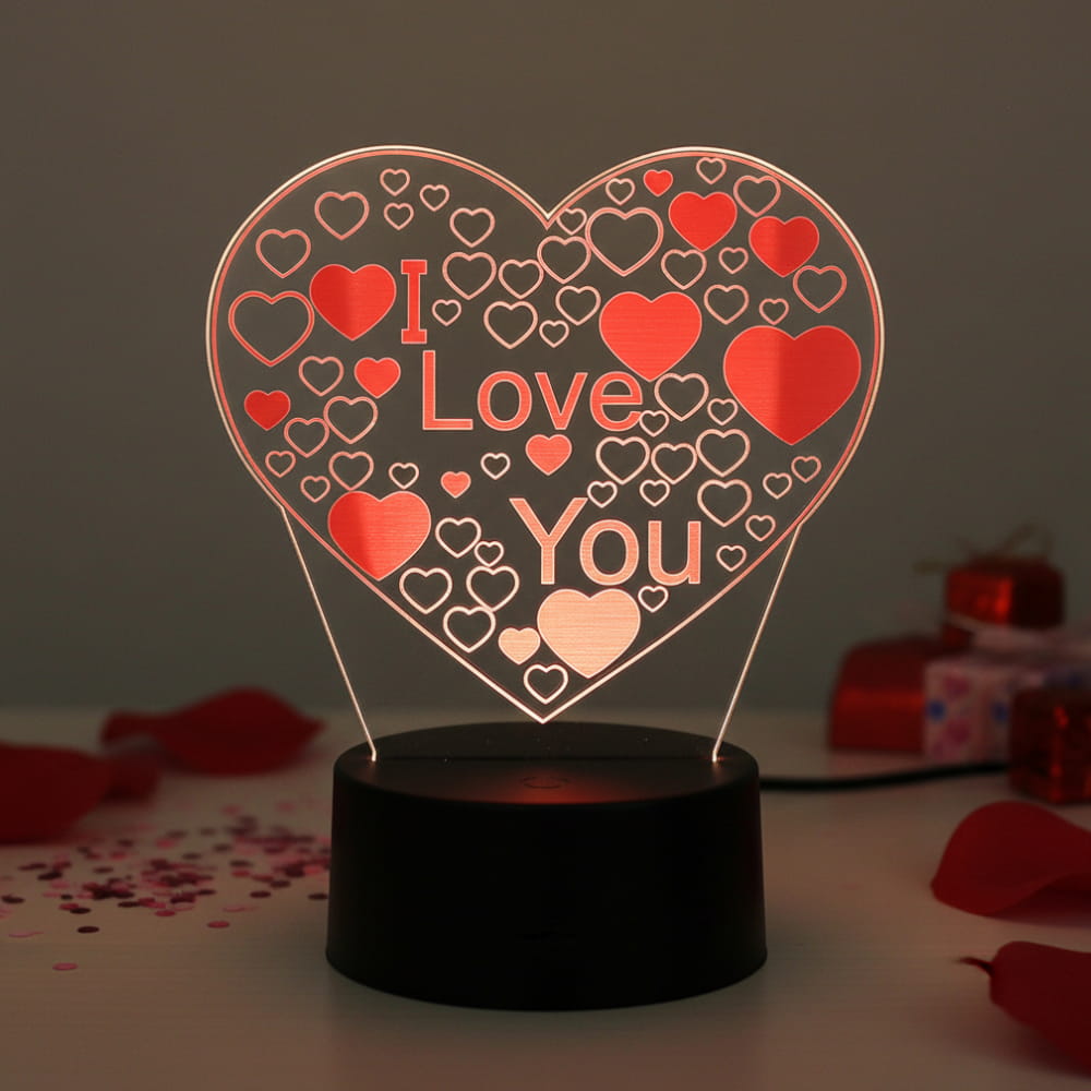 Laser Cut Romantic I Love You Heart 3D Illusion Lamp CDR DXF SVG File ...