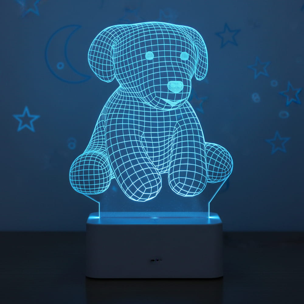 Laser Engraved Puppy Dog 3D Illusion Table Lamp CDR DXF File Free ...