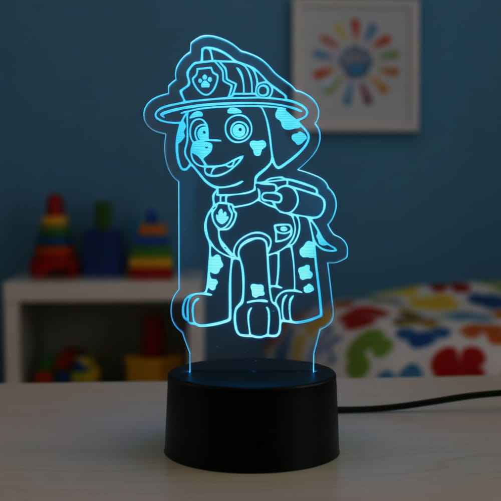 Laser Engraved Paw Patrol Marshall 3D LED Night Light CDR SVG File Free ...