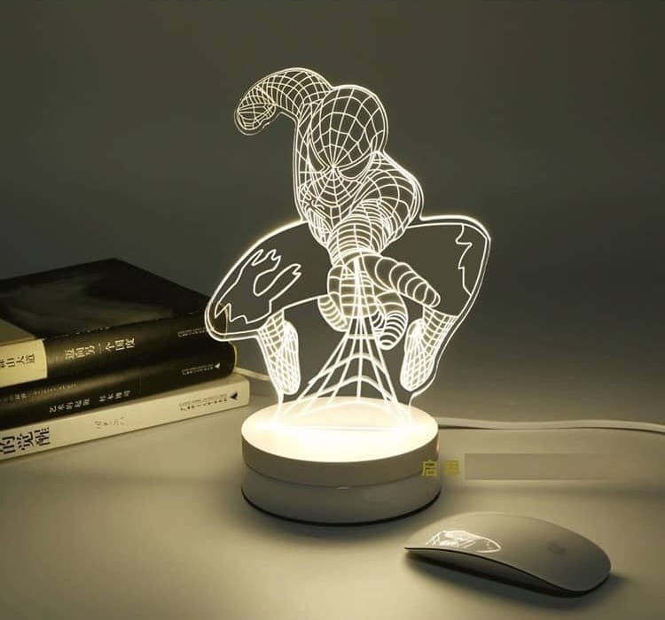 Laser Engraved Spider Man 3D Optical Illusion LED Night Lamp CDR File ...