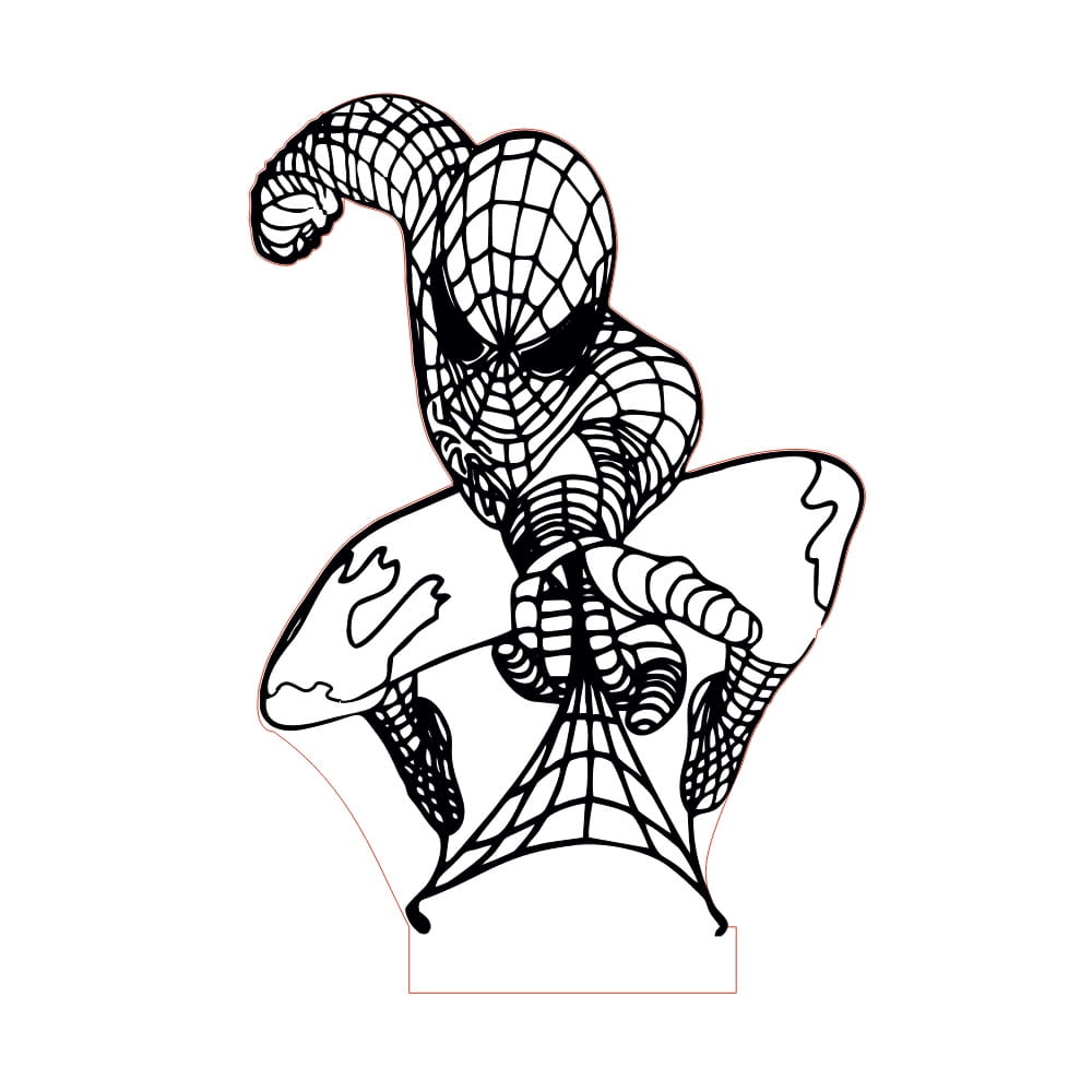 Laser Engraved Spider Man 3D Optical Illusion LED Night Lamp CDR File ...