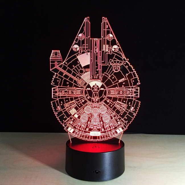 Laser Engraved Star Wars Millennium Falcon 3D Optical illusion Lamp CDR ...