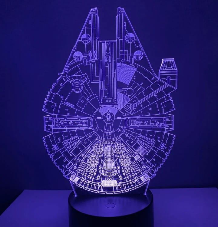 Laser Engraved Star Wars Millennium Falcon 3D Optical illusion Lamp CDR ...