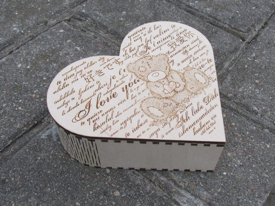 Laser Cut Wooden Heart Shaped Love Gift Box CDR File Free Download | Vecty