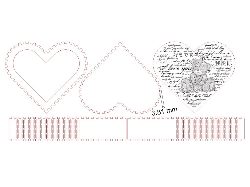Laser Cut Wooden Heart Shaped Love Gift Box CDR File Free Download | Vecty