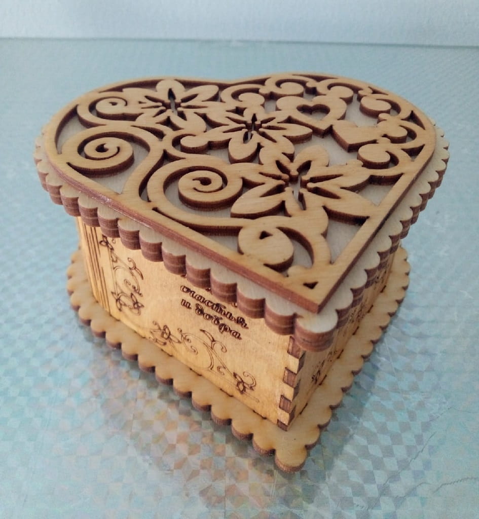 Laser Cut Wooden Heart Shaped Gift Box CDR File Free Download | Vecty