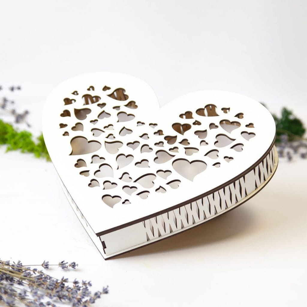 Laser Cut Heart Shaped Wooden Gift Box for Valentines Day CDR File Free ...