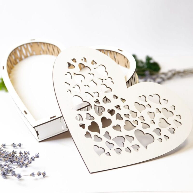 Laser Cut Heart Shaped Wooden Gift Box for Valentines Day CDR File Free ...