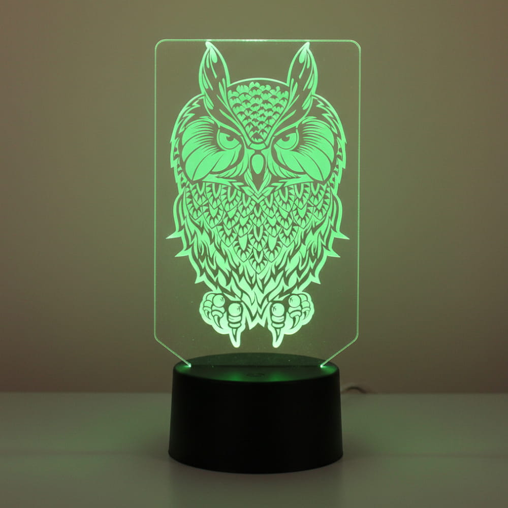 Laser Engraved Owl 3D Optical Illusion LED Lamp CDR SVG File Free ...