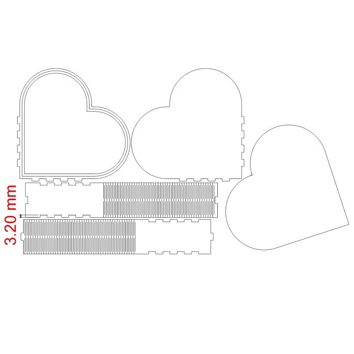 Laser Cut Simple Heart Shaped Box SVG File Free Download | Vecty