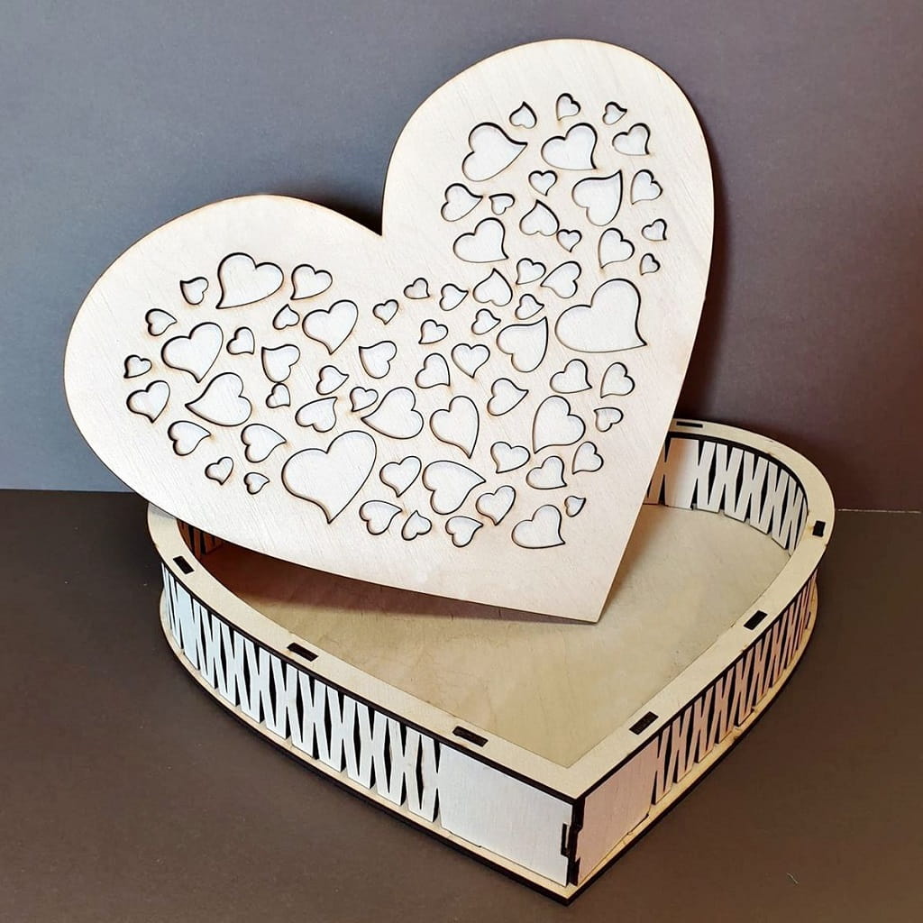 Laser Cut Heart Shaped Wooden Gift Box CDR File Free Download | Vecty
