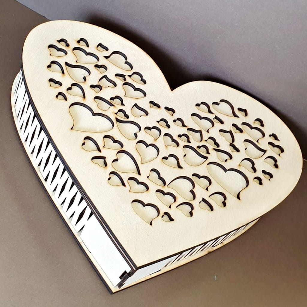 Laser Cut Heart Shaped Wooden Gift Box CDR File Free Download | Vecty