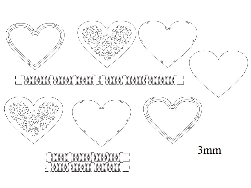 Laser Cut Heart Shaped Wooden Gift Box CDR File Free Download | Vecty