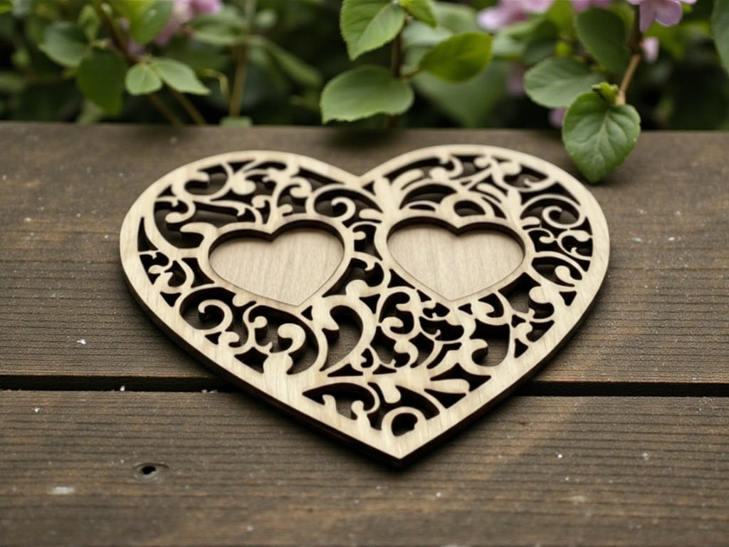 Laser Cut Two Hearts Wooden Ring Holder CDR SVG File Free Download | Vecty