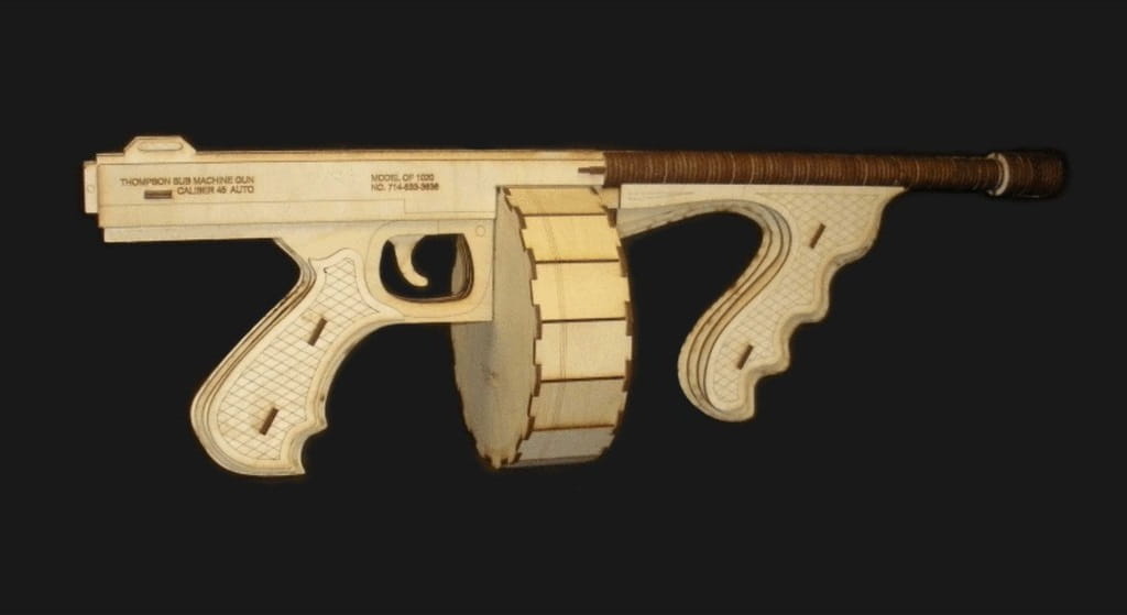 Laser Cut ROKR Thompson Submachine Gun 3D Wooden Puzzle Model DXF File ...