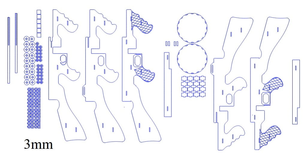 Laser Cut ROKR Thompson Submachine Gun 3D Wooden Puzzle Model DXF File ...