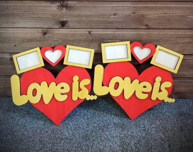 Love Is Valentines Day Photo Frame Laser Cut Design CDR SVG File Free ...