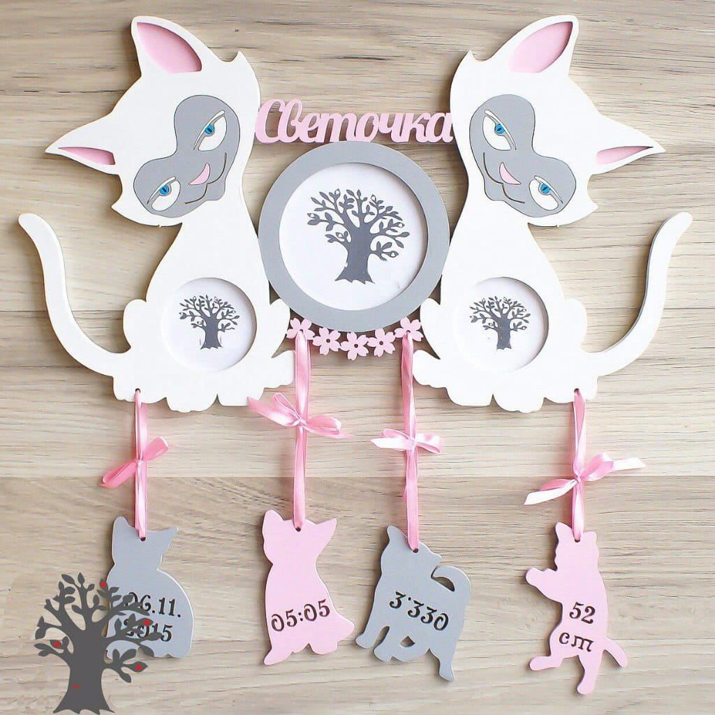 Laser Cut Decorative Wooden Birth Announcement Frame CDR File Free ...